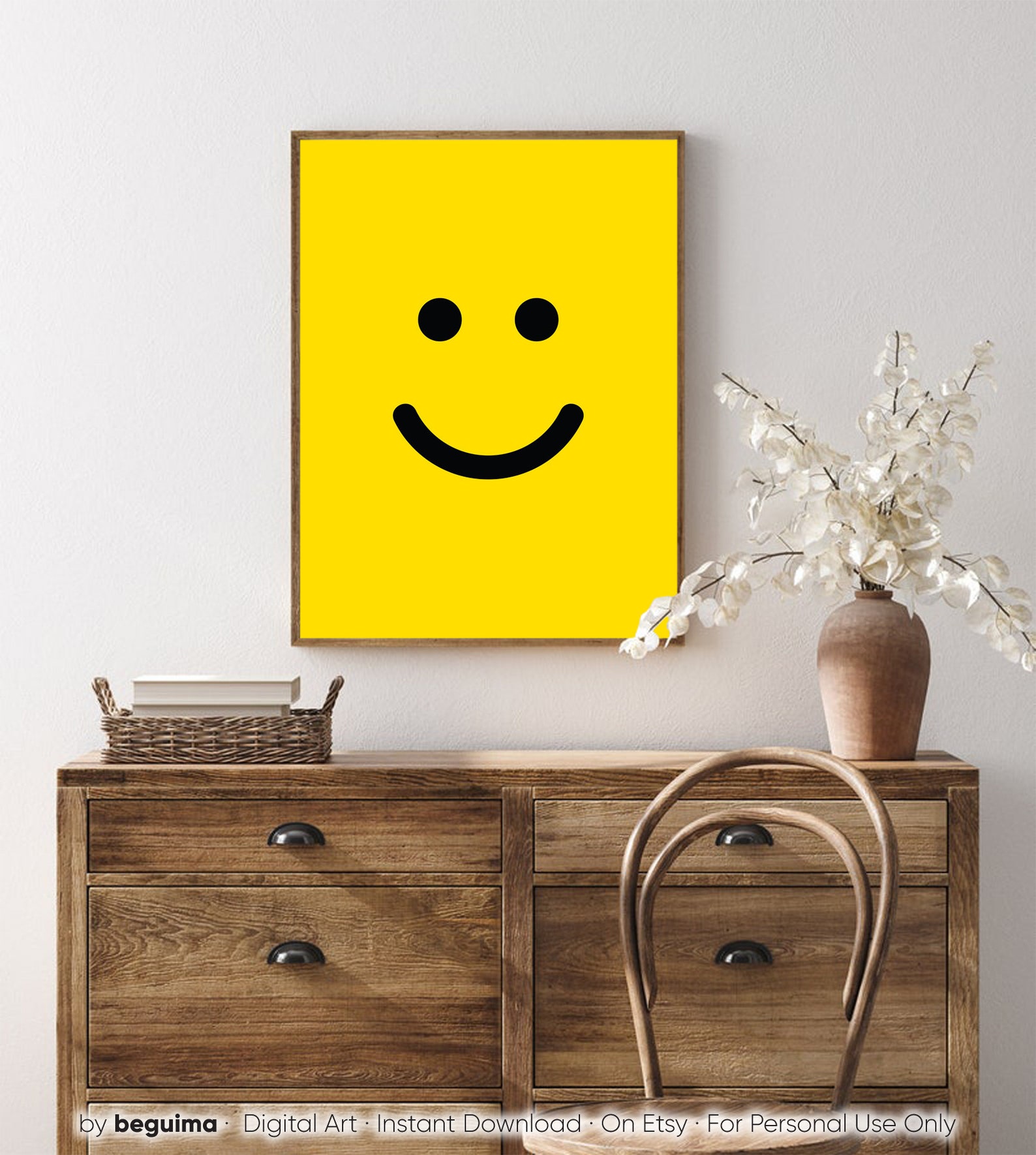 Smiley Printsmiley Postersmiley Wall Artyellow Wall - Etsy