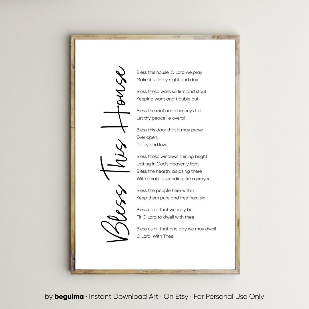 Bless This House,house Blessing,sign,poem,song,prayer,bible Verse ...