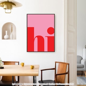 Hi Print,pink,red,hello Wall Art,hi Poster,printable Wall Art,entryway ...