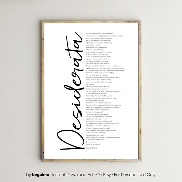 Desiderata - Etsy