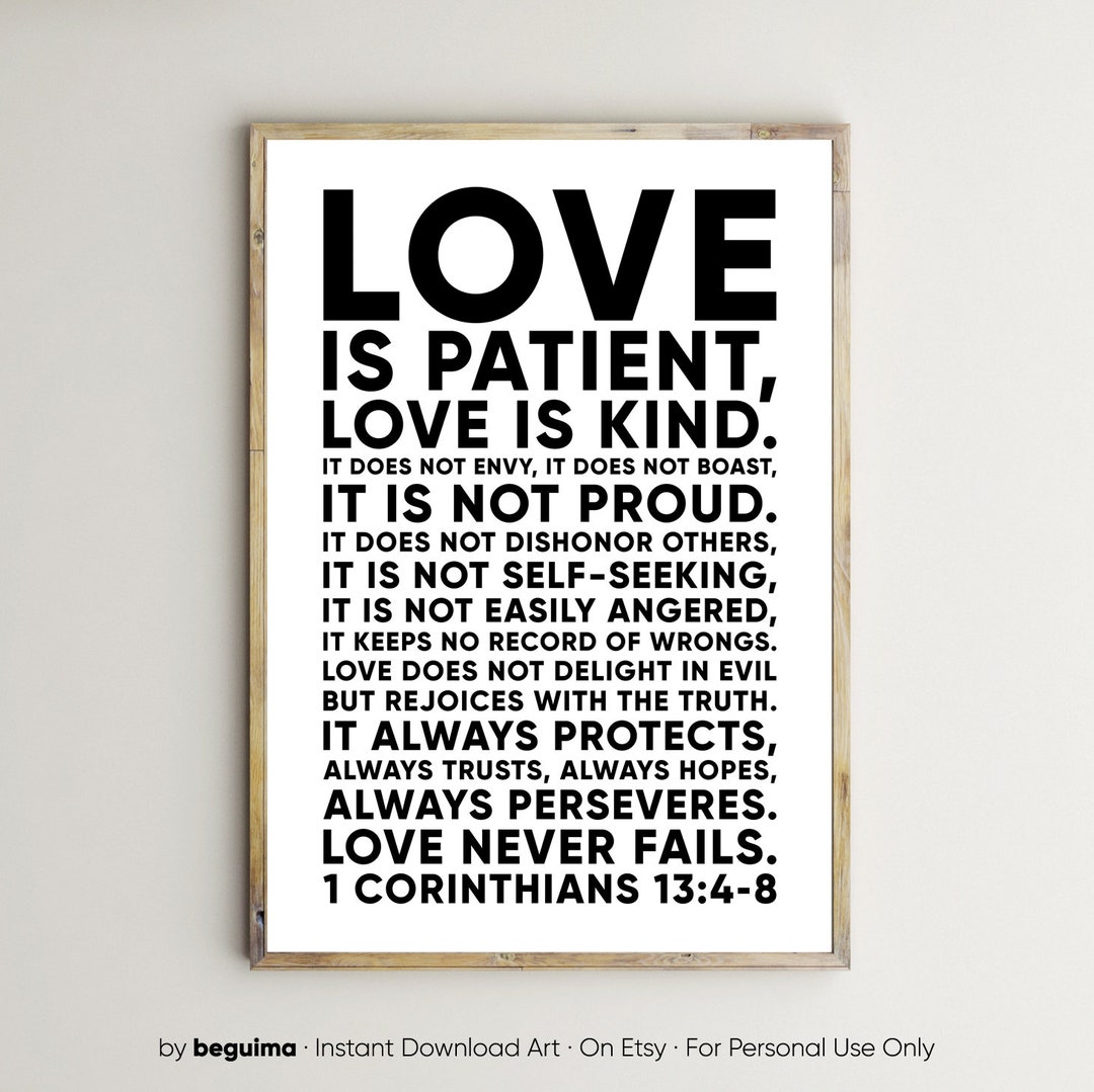 Love is Patient,love is Kind,1 Corinthians 13:4-8,christian Print,bible ...