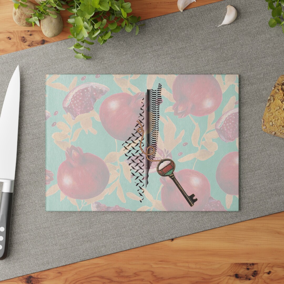 Palestine Key and Pomegranates Glass Cutting Board, Kitchen Decor ...