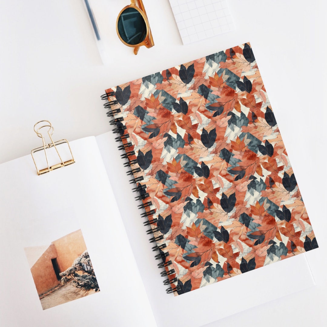 Fall Leaves Spiral Notebook, Aesthetic Autumn Planner, Cute Gratitude ...