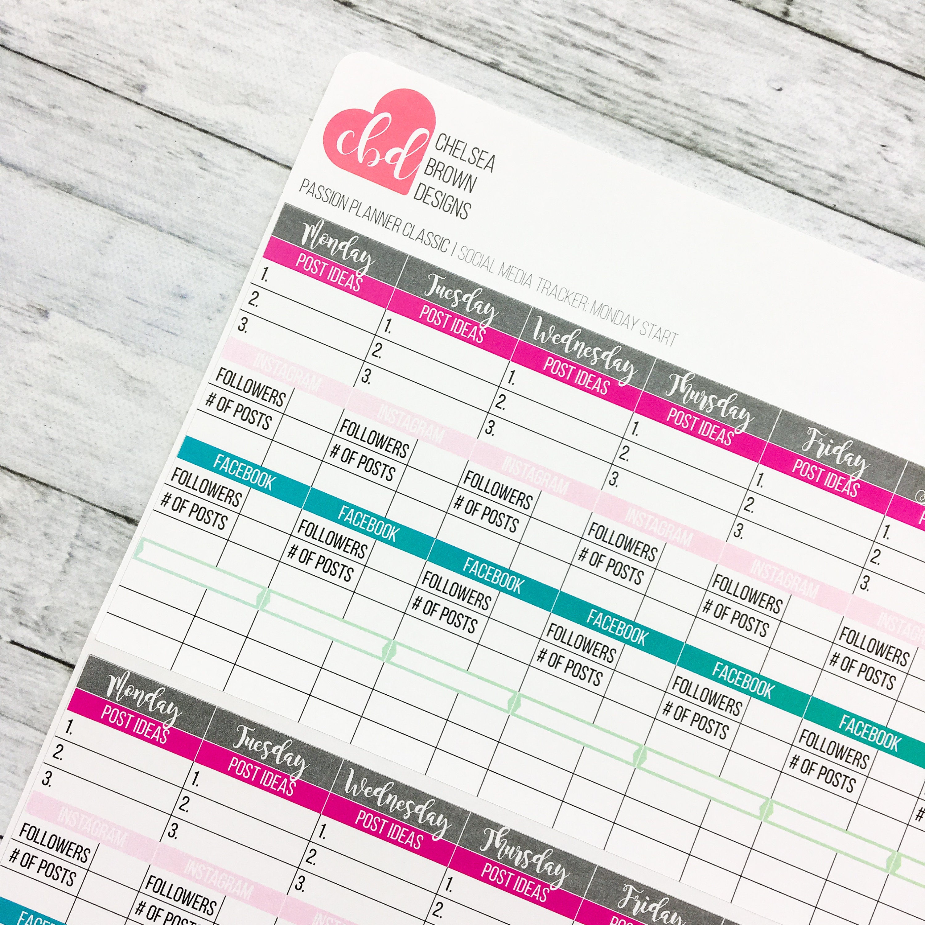 Scrapbooking Social Media Tracker & Pro Single Color Option Instagram ...