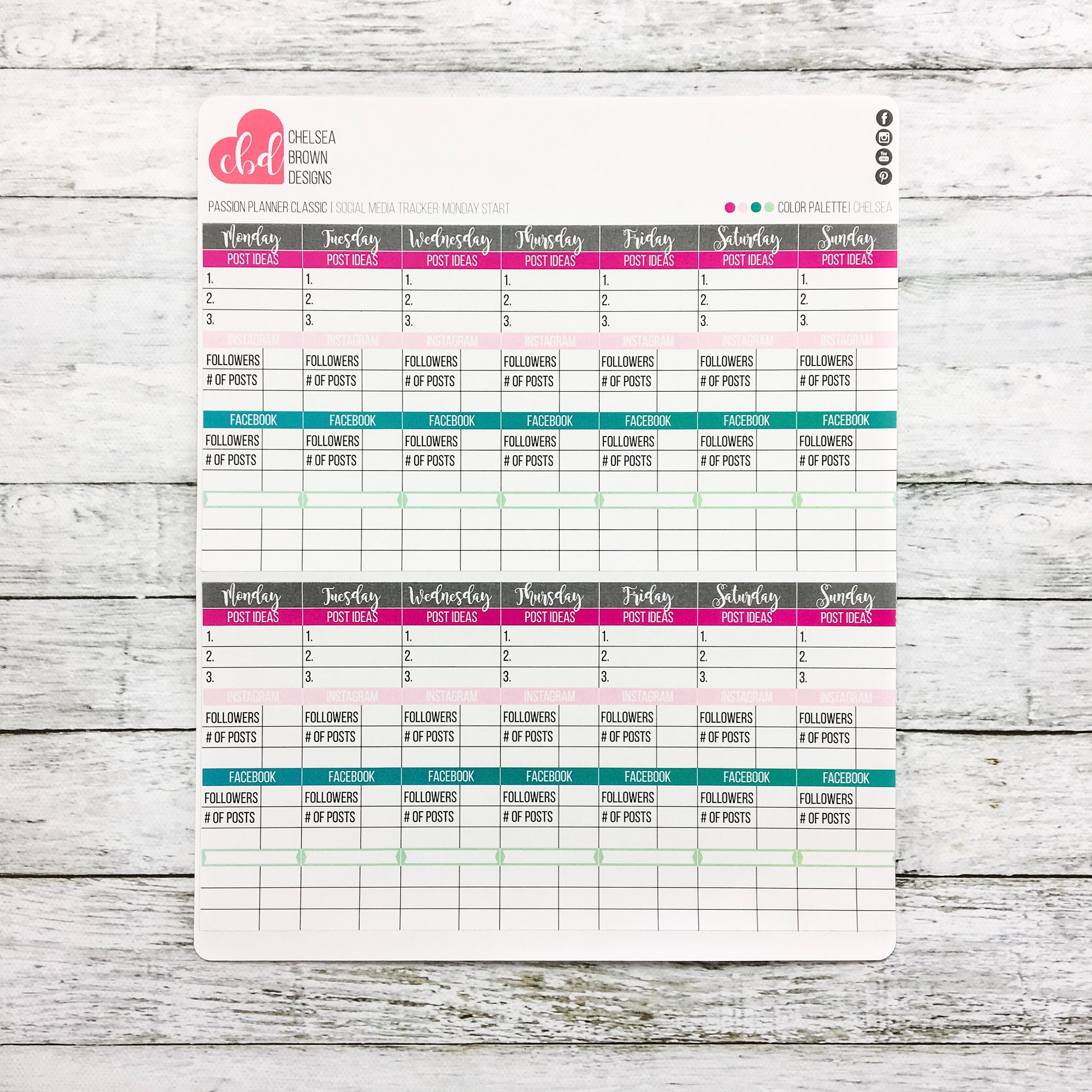 Scrapbooking Social Media Tracker & Pro Single Color Option Instagram ...