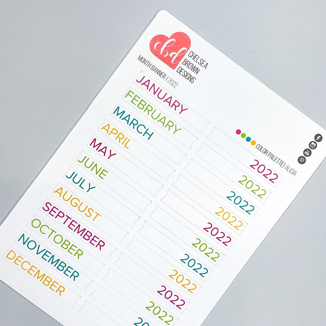 Month Banners Undated Planner Monthly Layout Multi-color - Etsy