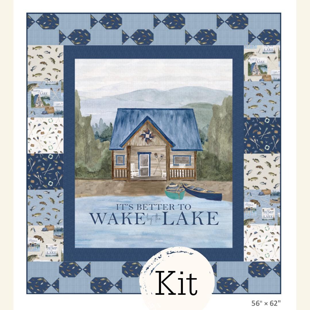 Lake Fishing Panel Quilt Kit Featuring Wake at the Lake From Riley ...