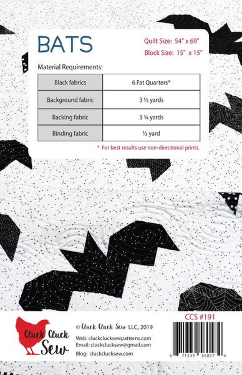 Bats Quilt Pattern Cluck Cluck Sew | Halloween Quilt Pattern | Fat ...
