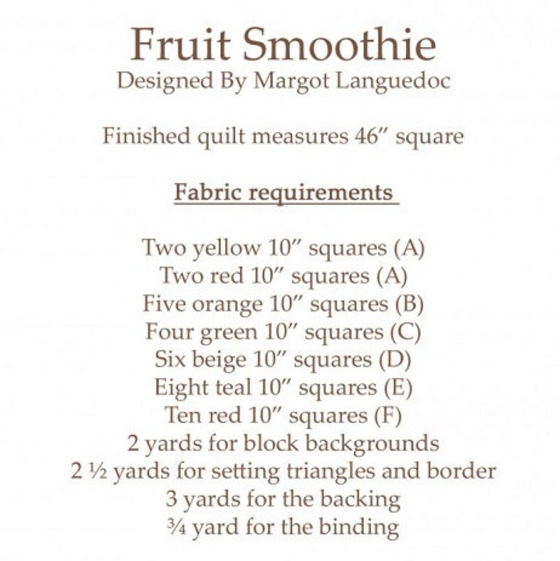 Fruit Smoothie Quilt Pattern by the Pattern Basket - Etsy
