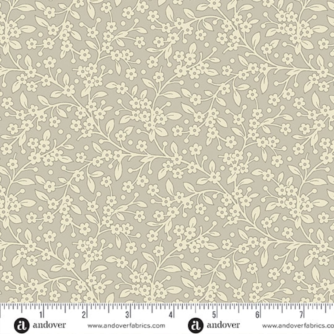 Flower Box Jasmine Light Pewter by Renee Nanneman for Andover Fabrics ...