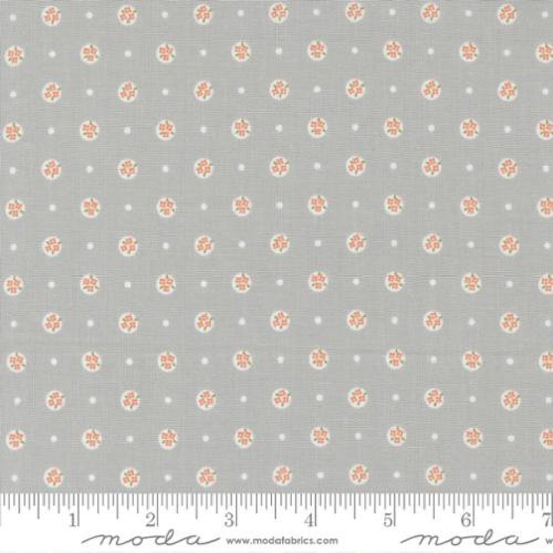 Peachy Keen Posy Polka Grey by Corey Yoder From Moda - Etsy
