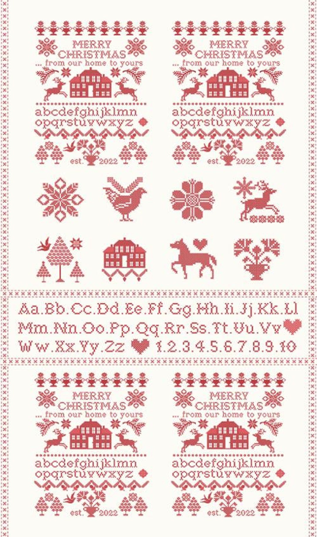 Christmas Stitched Christmas Sampler Snow Poinsettia by Fig Tree & Co ...
