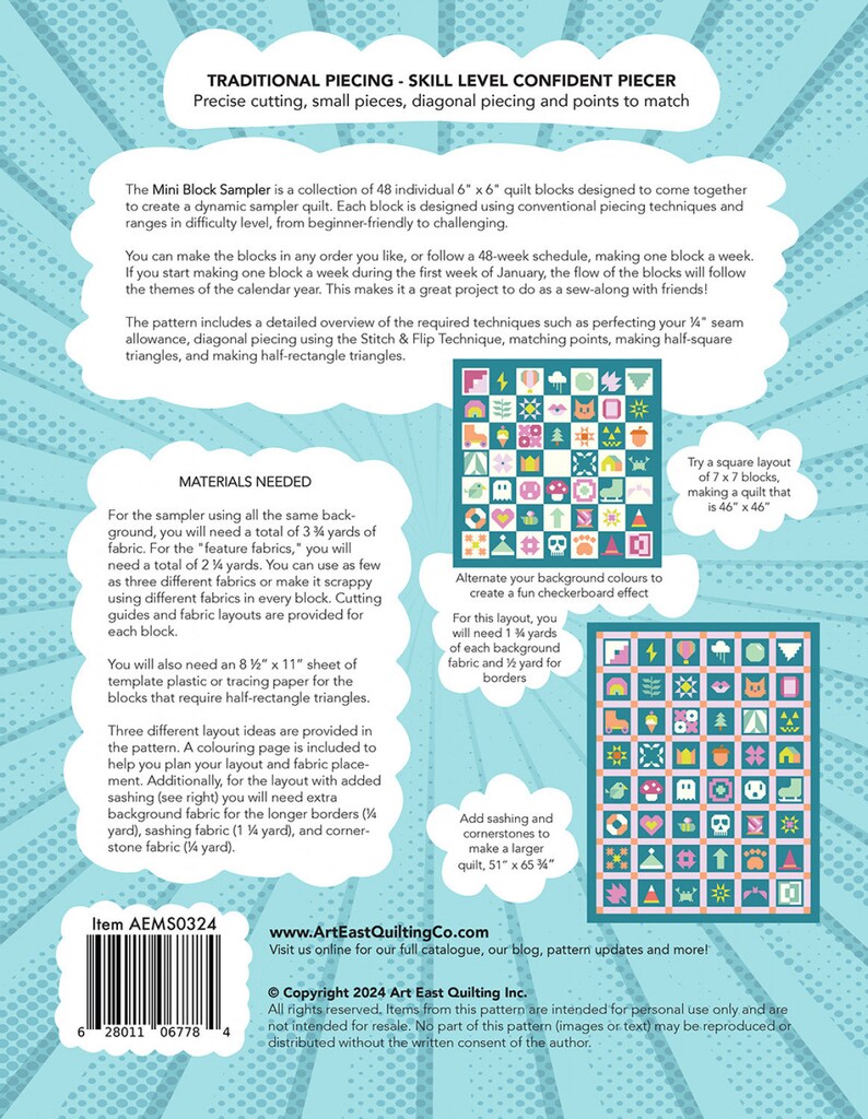 Mini Block Sampler Quilt Pattern Book by Art East Quilting Co. - Etsy