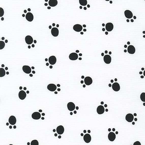 Whiskers and Tails Paw Print White for Robert Kaufman - Etsy