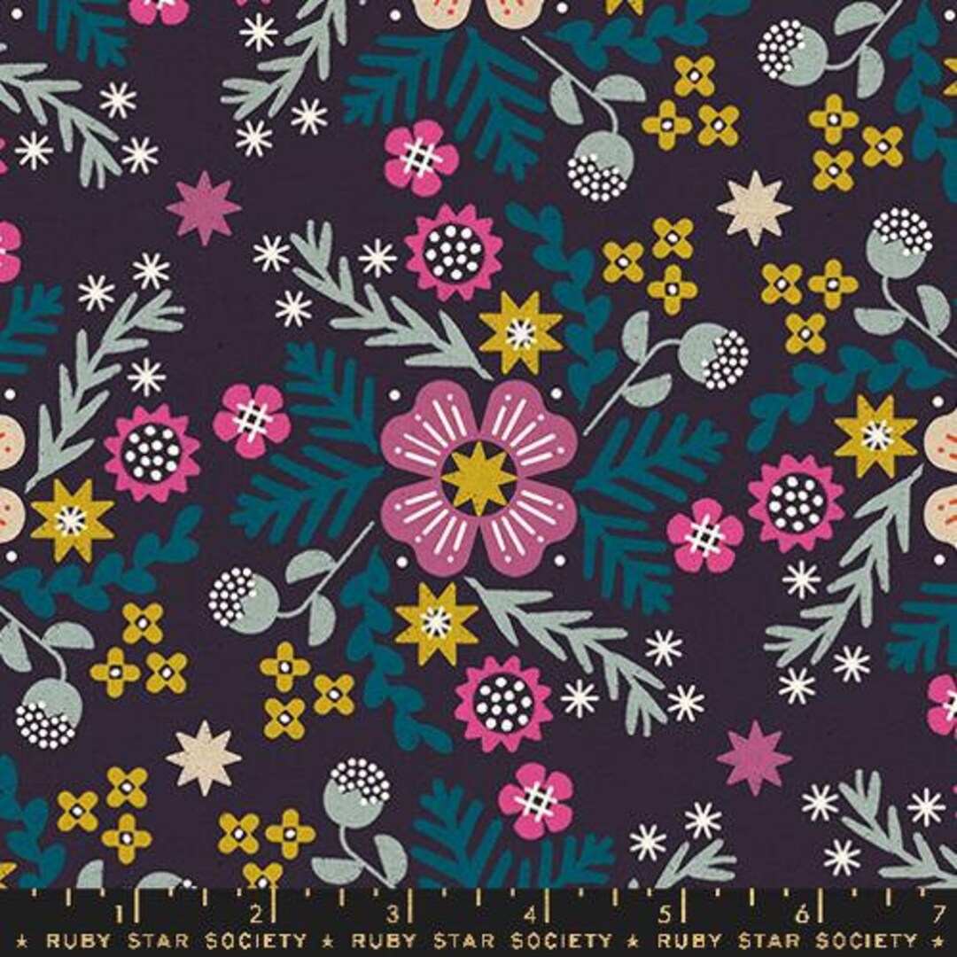 Pivot Canvas Linen Wildflowers Eggplant by Rashida Coleman Hale of Ruby ...