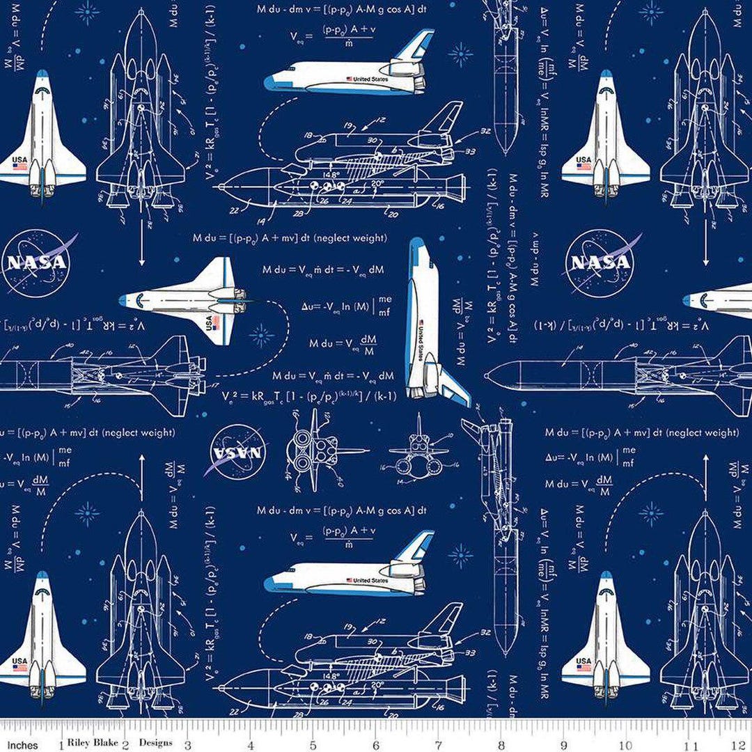 Outer Space Rocket Math Navy by NASA for Riley Blake - Etsy