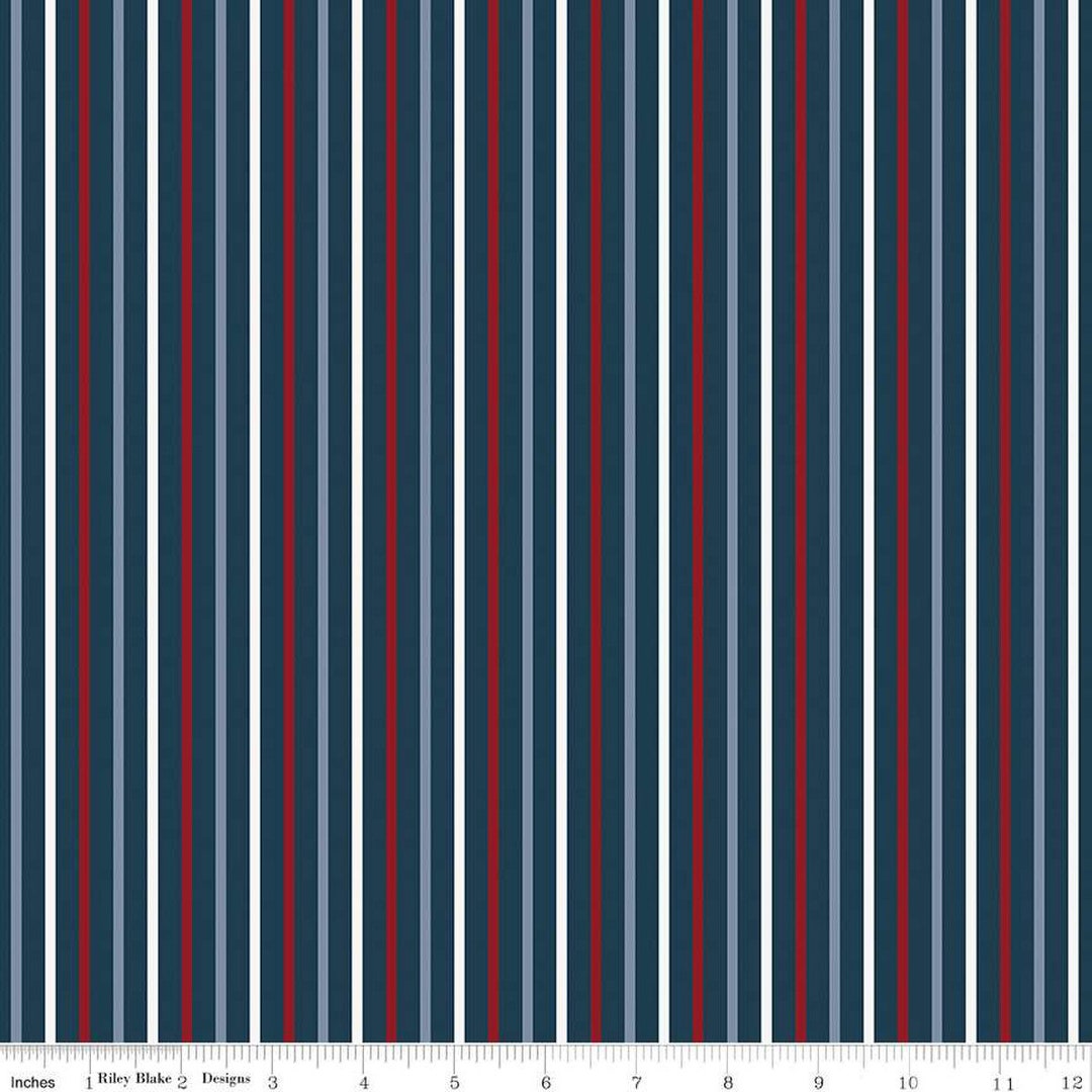 Red White and True Stripes Navy by Dani Mogstad for Riley Blake - Etsy