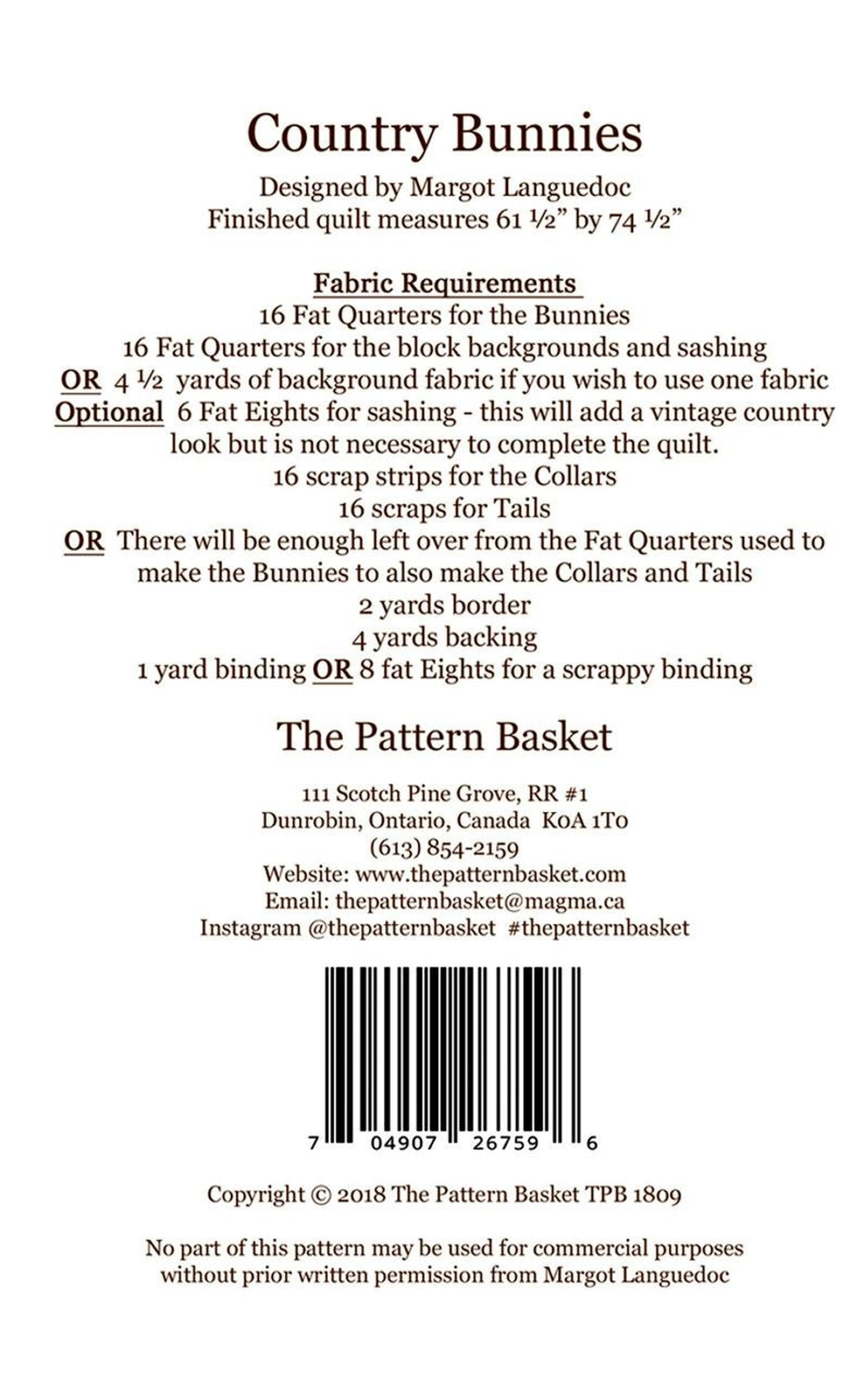 Country Bunnies Quilt Pattern the Pattern Basket Margot Languedoc ...