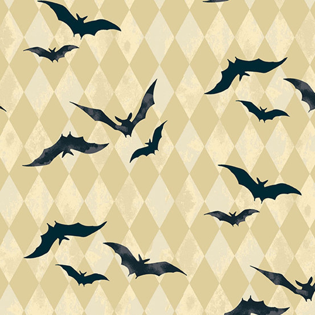 Harlequin Bats Sand Midnight Haunt From Andover Fabrics - Etsy