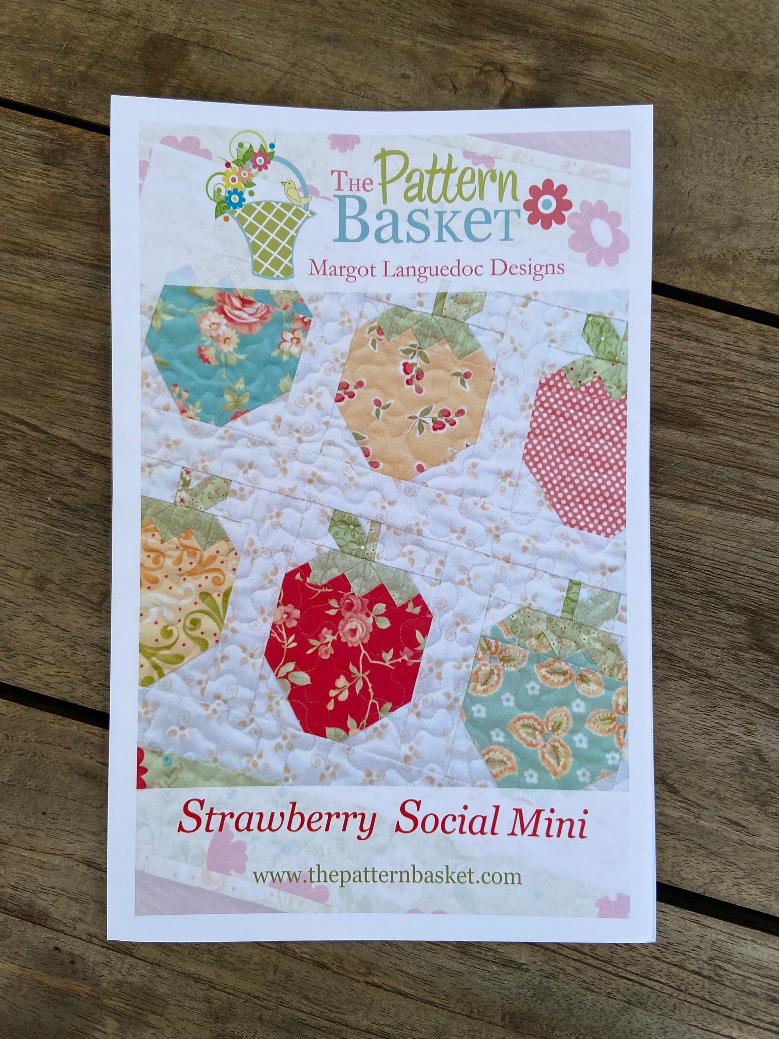 Strawberry Social Mini Quilt Pattern the Pattern Basket Margot ...