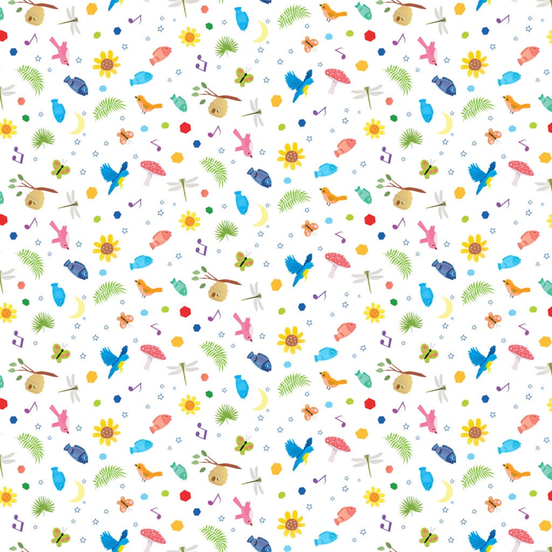 Animal Kingdom Mini Motifs White by Diane Neukirch for Clothworks - Etsy