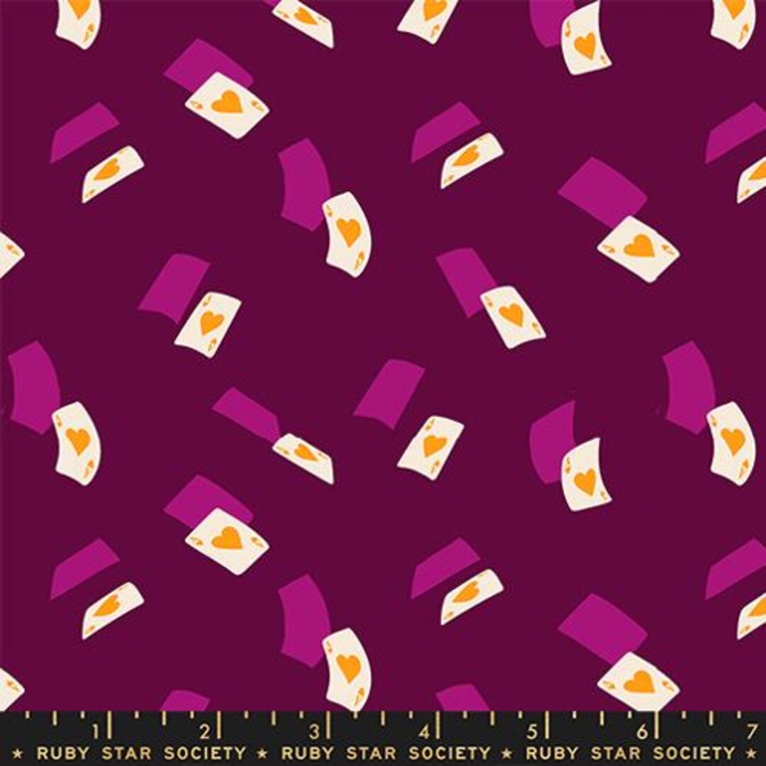 Hello Alice Falling Aces Purple Velvet by Sarah Watts for Ruby Star ...