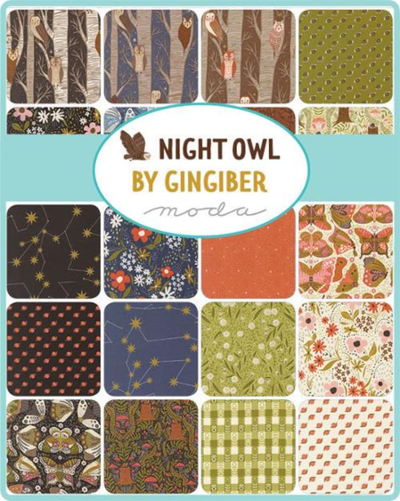 Night Owl Flower Plaid Leaf by Gingiber for Moda Fabrics - Etsy