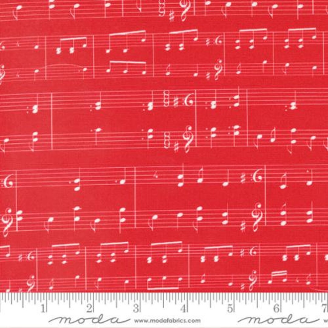 Sweet Melodies Music Notes Red by American Jane for Moda Fabrics - Etsy