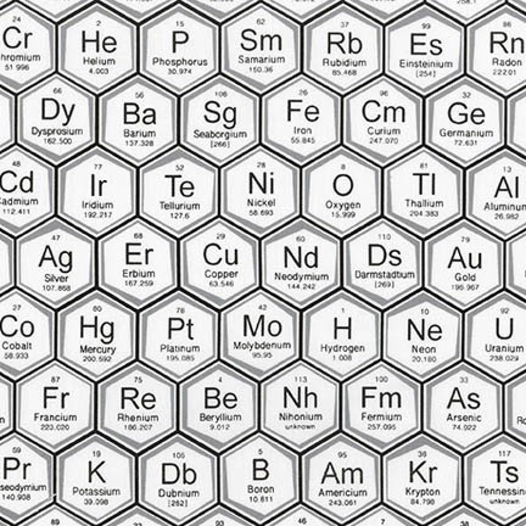 Science Fair Periodic Table Honeycomb White From Robert Kaufman - Etsy