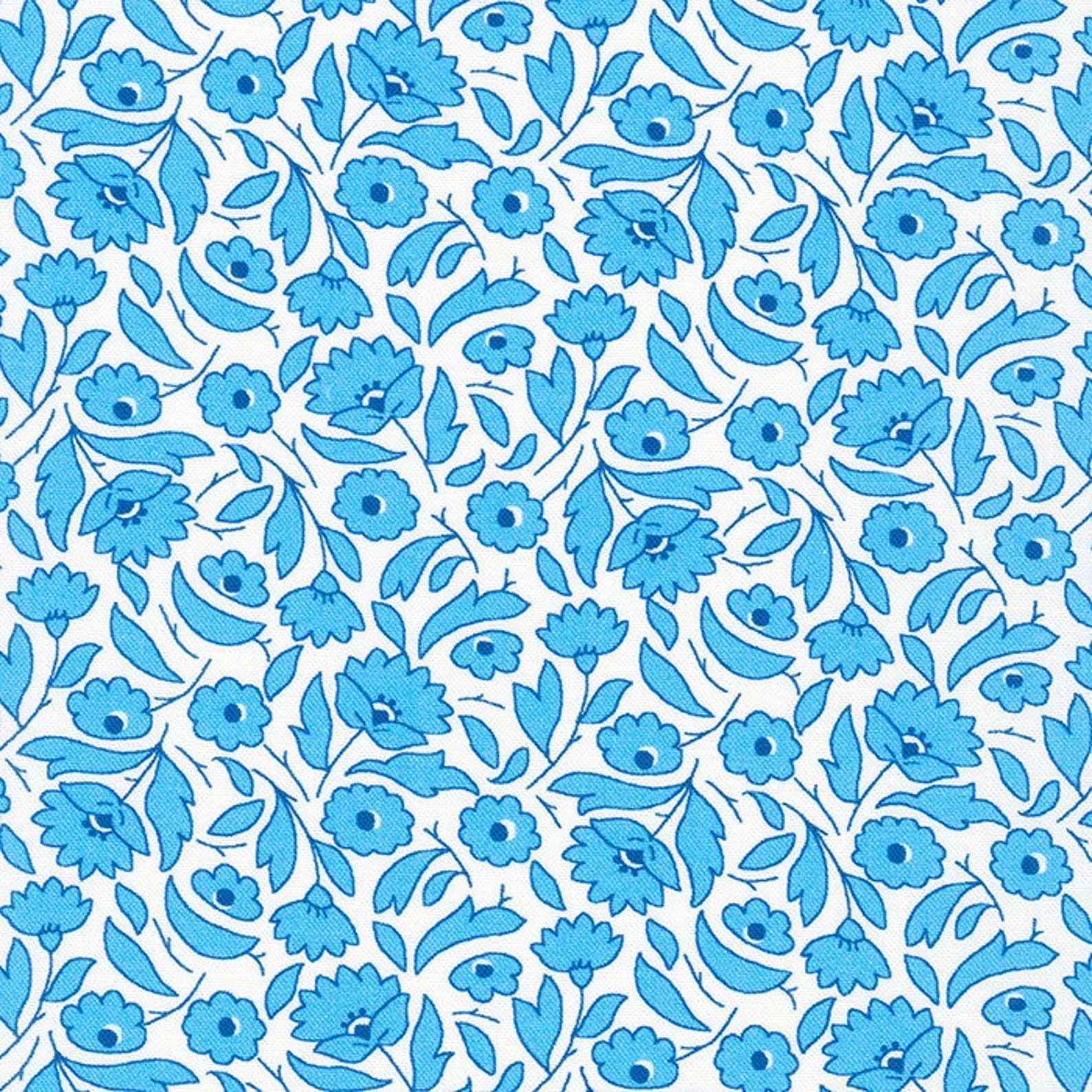 Gentle Petals Tonal Flowers Blue by Debbie Beaves for Robert - Etsy