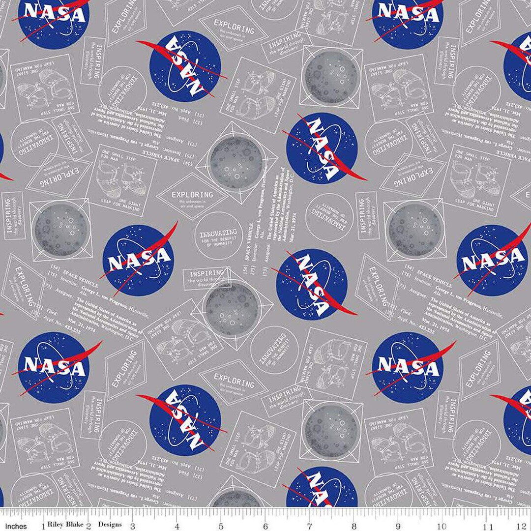 Outer Space Moon Boots Gray by NASA for Riley Blake - Etsy