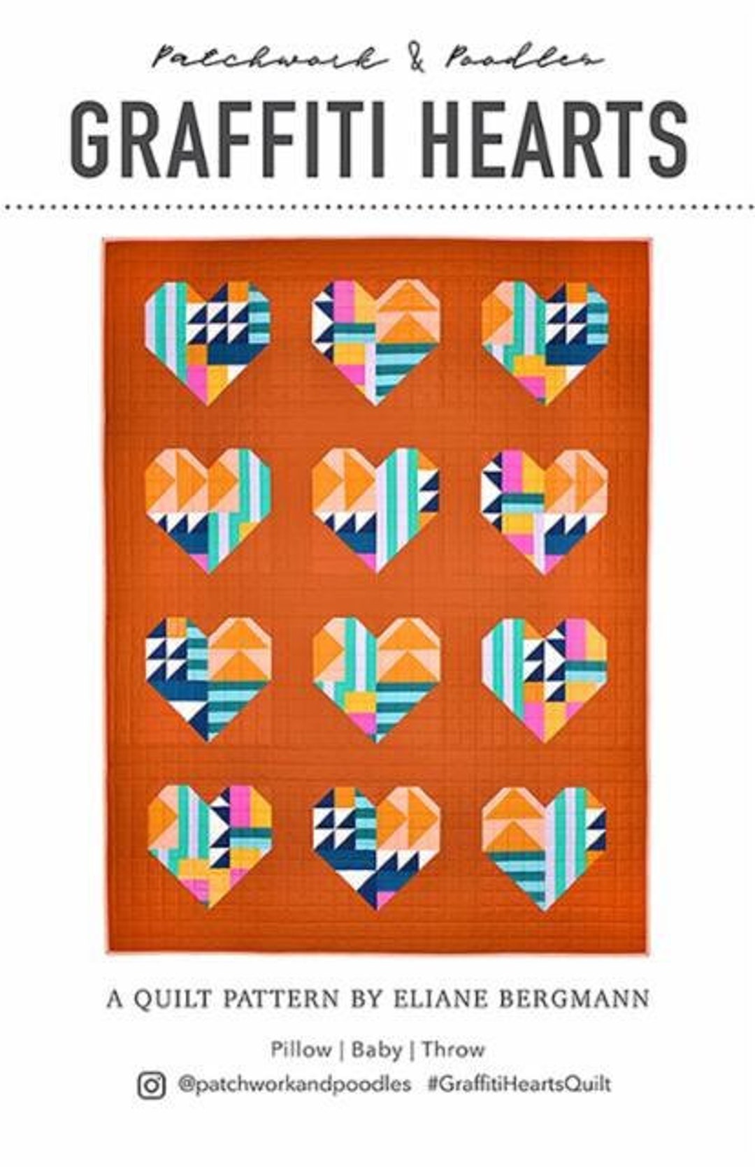 Graffiti Hearts Quilt Pattern by Patchwork & Poodle - Etsy