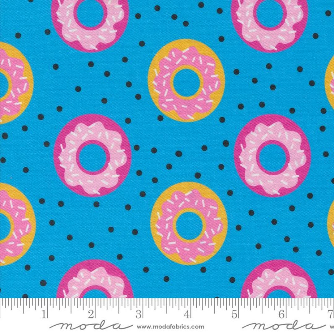 Snack Shack Donut Worry Be Happy Blueberry by Crystal Manning for Moda ...