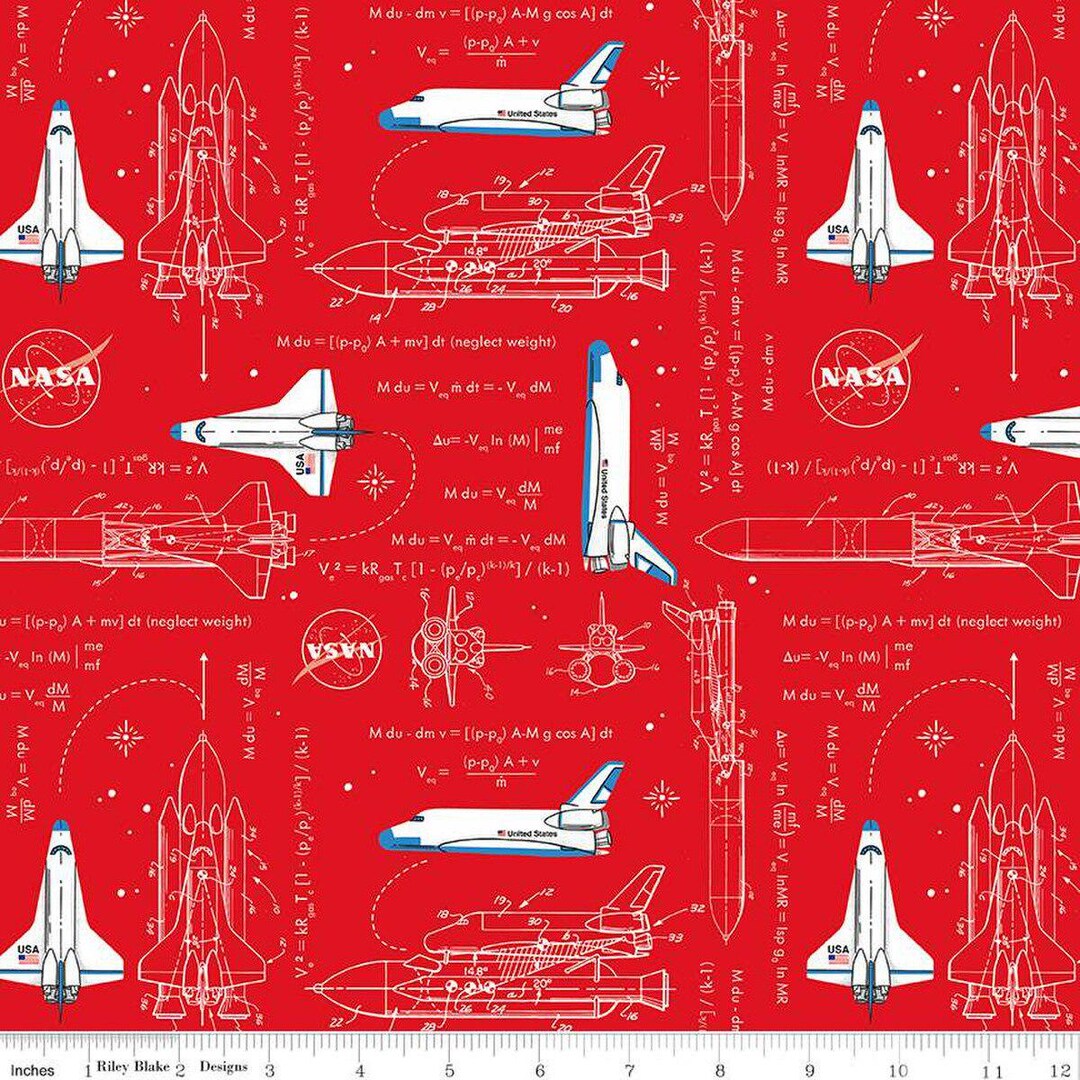 Outer Space Rocket Math Red by NASA for Riley Blake - Etsy