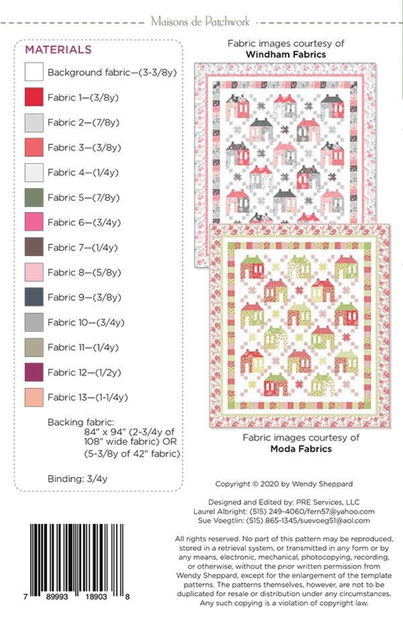 Maison De Patchwork Quilt Pattern by Wendy Sheppard - Etsy