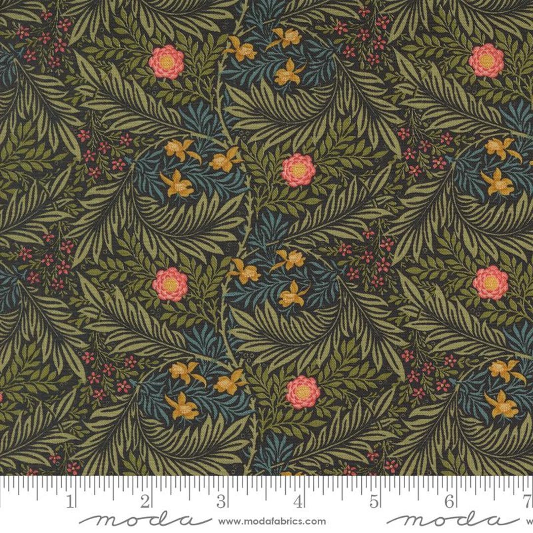 Morris Manor Larkspur Ebony by Barbara Brackman for Moda Fabrics- END ...