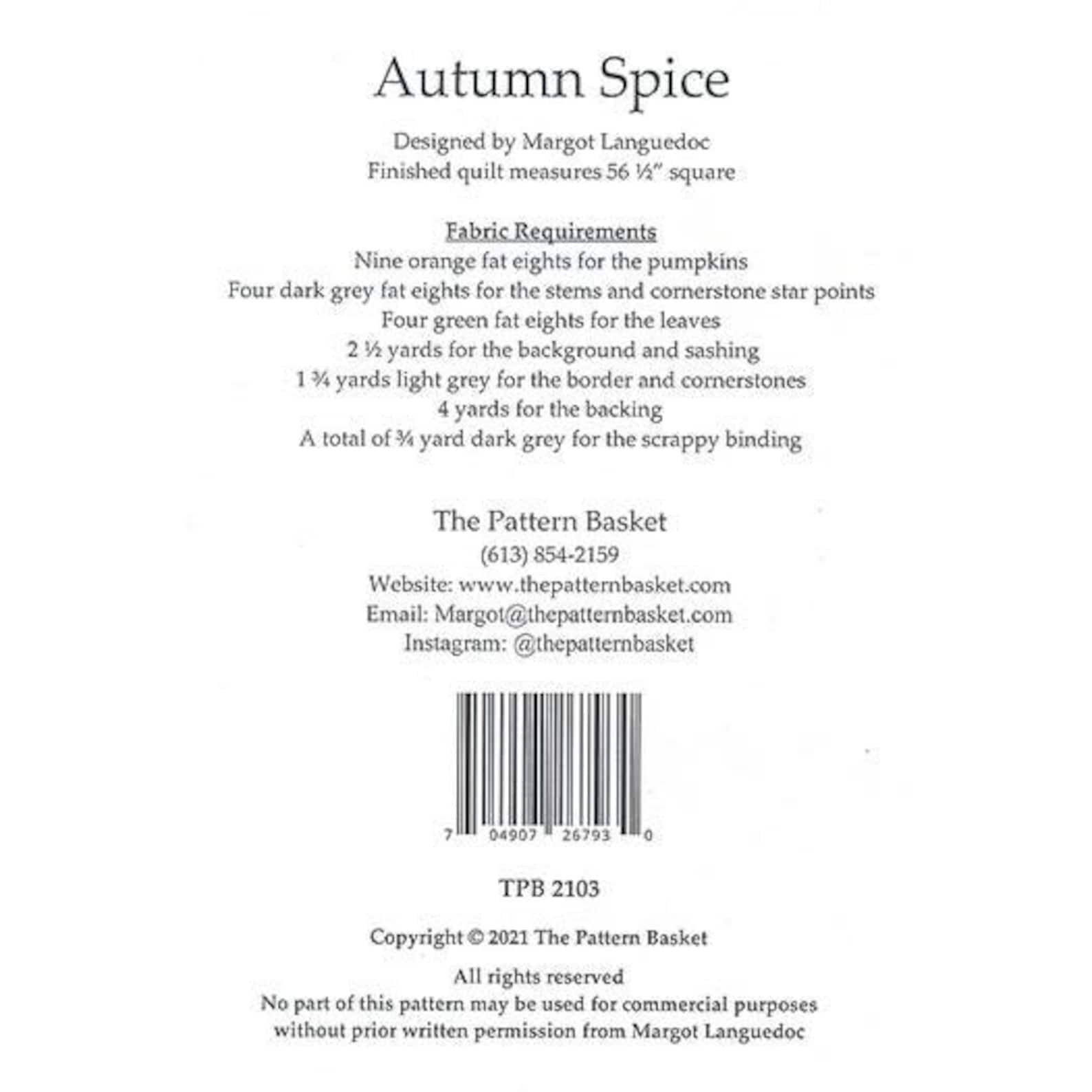 Autumn Spice Quilt Pattern by the Pattern Basket - Etsy