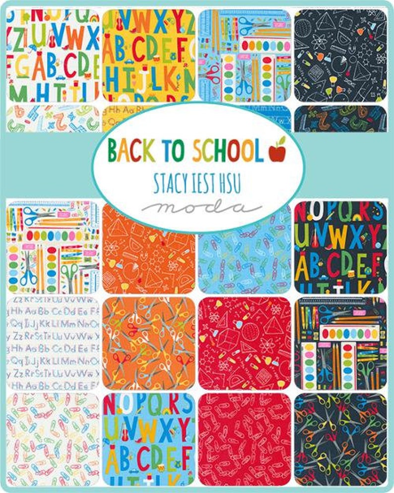 Back to School Writing School Bus by Stacy Lest Hsu for Moda Fabrics - Etsy
