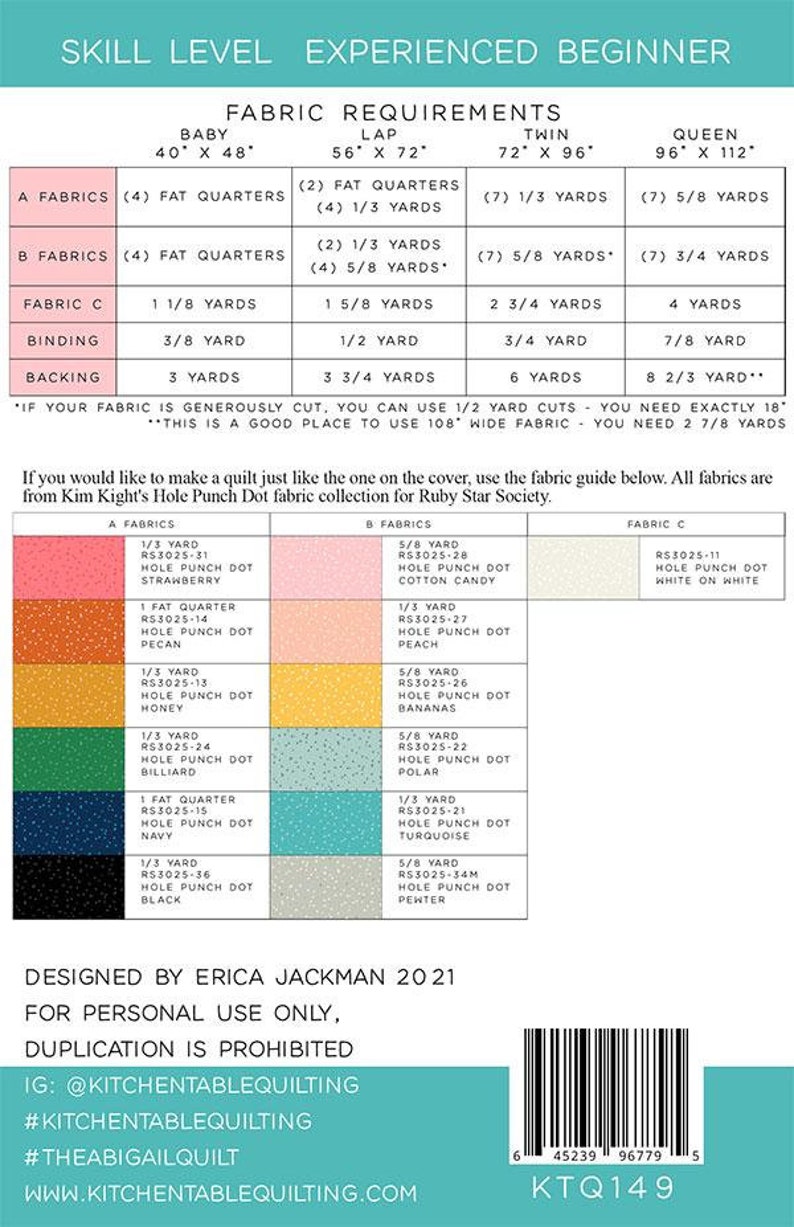 The Abigail Quilt Pattern by Kitchen Table Quilting - Etsy