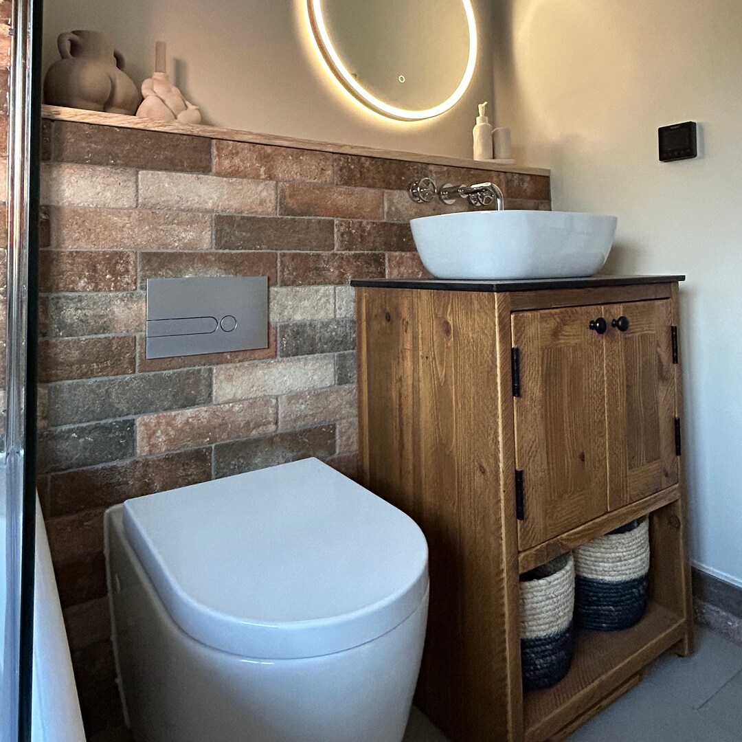 BIBURY Handmade Bathroom Furniture Bathroom Cabinet Rustic Vanity ...