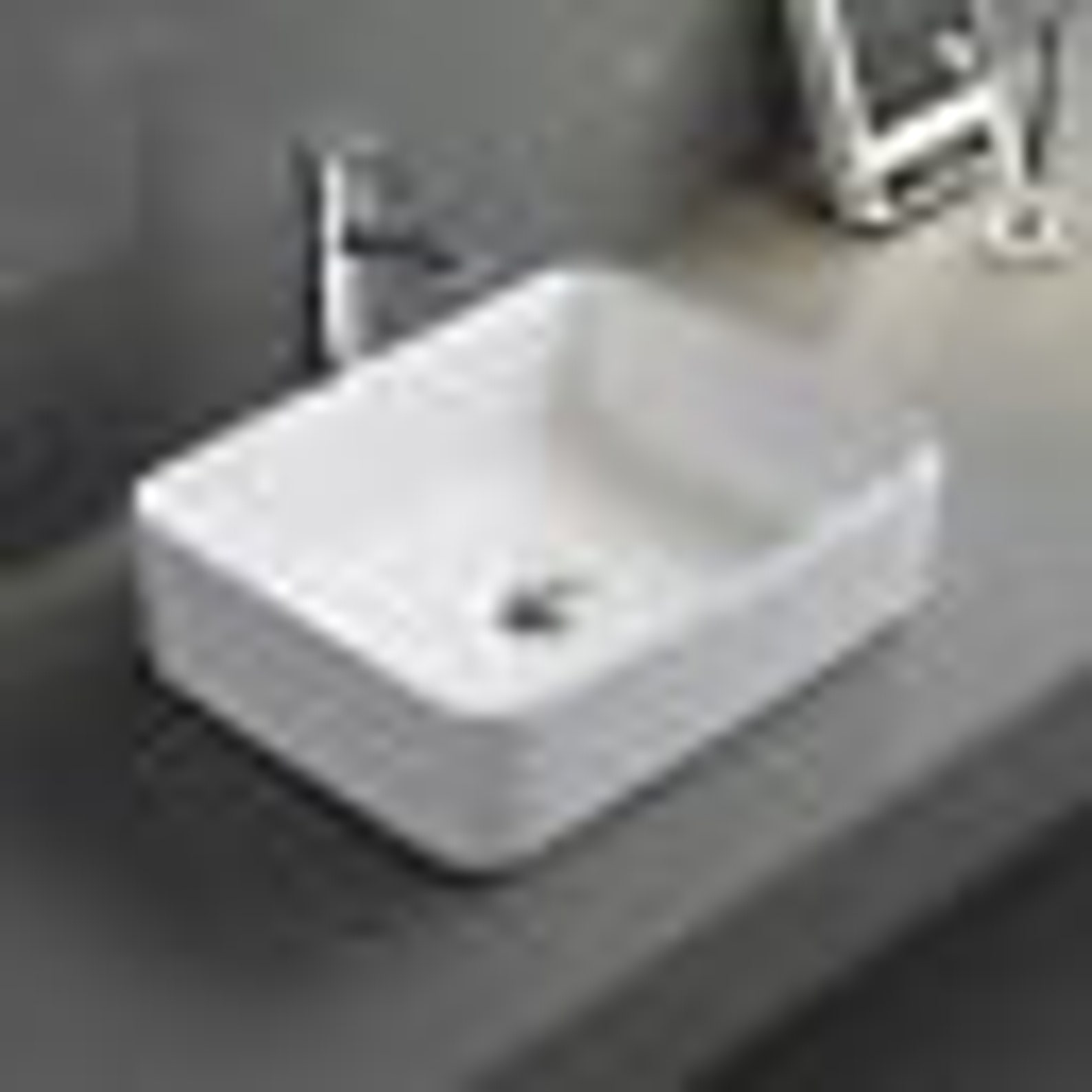 London Medium Ceramic Basin No Tap Hole, Modern Rectangular Bathroom ...