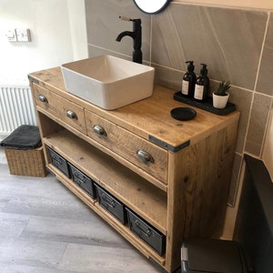 DULWICH Handmade Bathroom Furniture Natural Wood Bathroom Unit Rustic ...