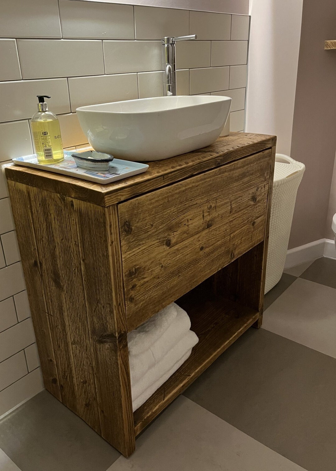 GLASGOW Handmade Wooden Bathroom Furniture Handless Vanity Unit Solid ...