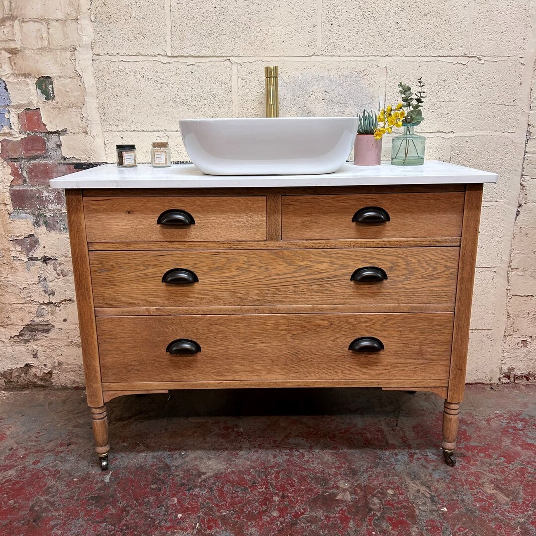NOW SOLD Fully Restored Vintage Oak Bathroom Vanity - Etsy