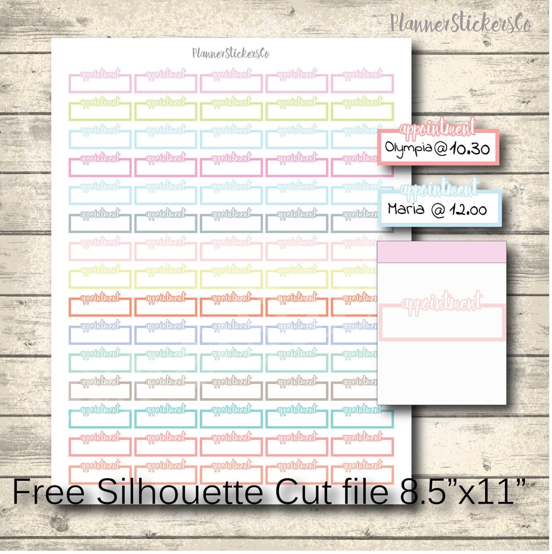 Script Appointment Reminder Planner Stickers, Script Box Sticker ...