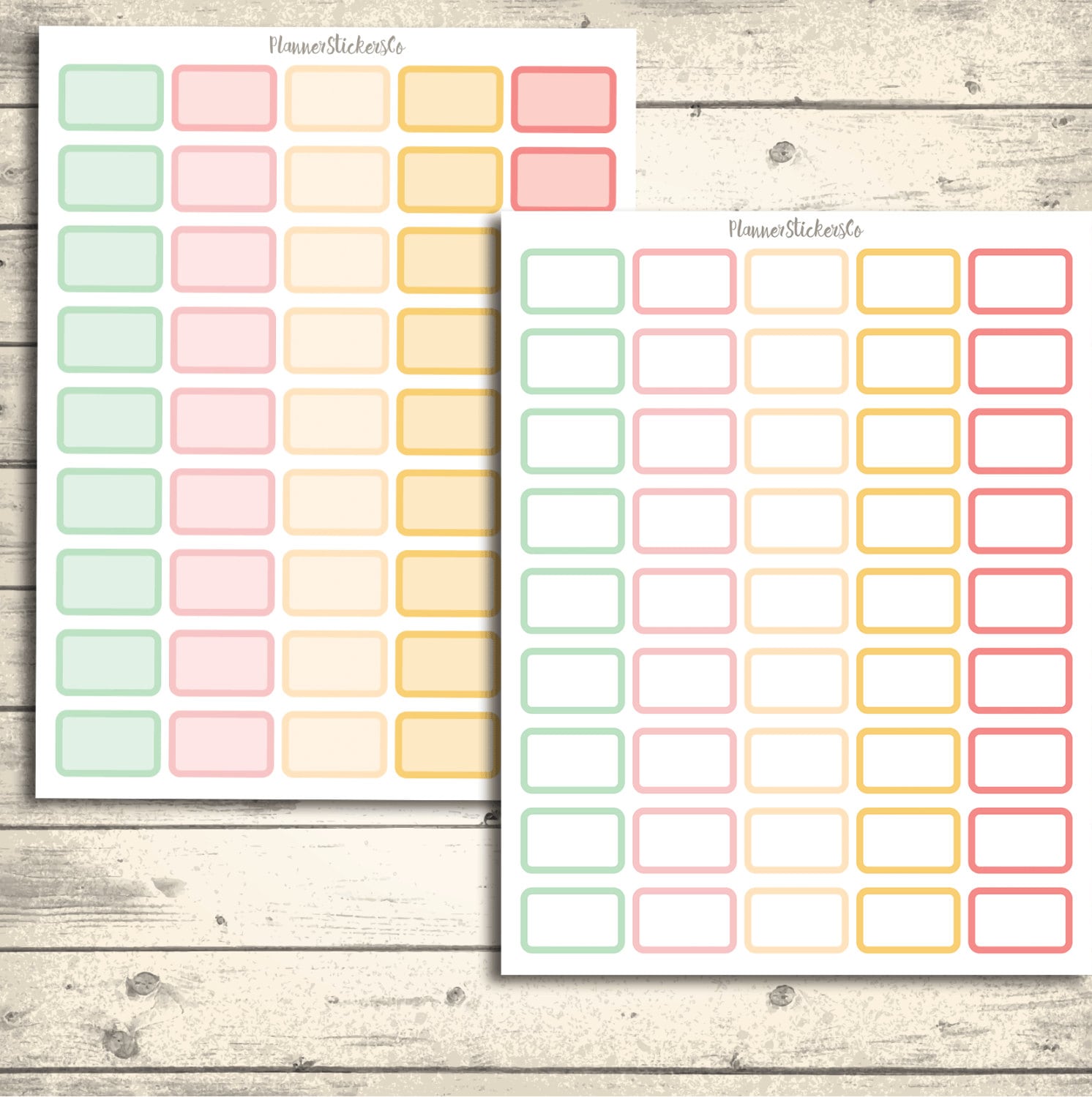 Half Box Thick Border Pastel Blank and Fading Set, Erin Condren ...