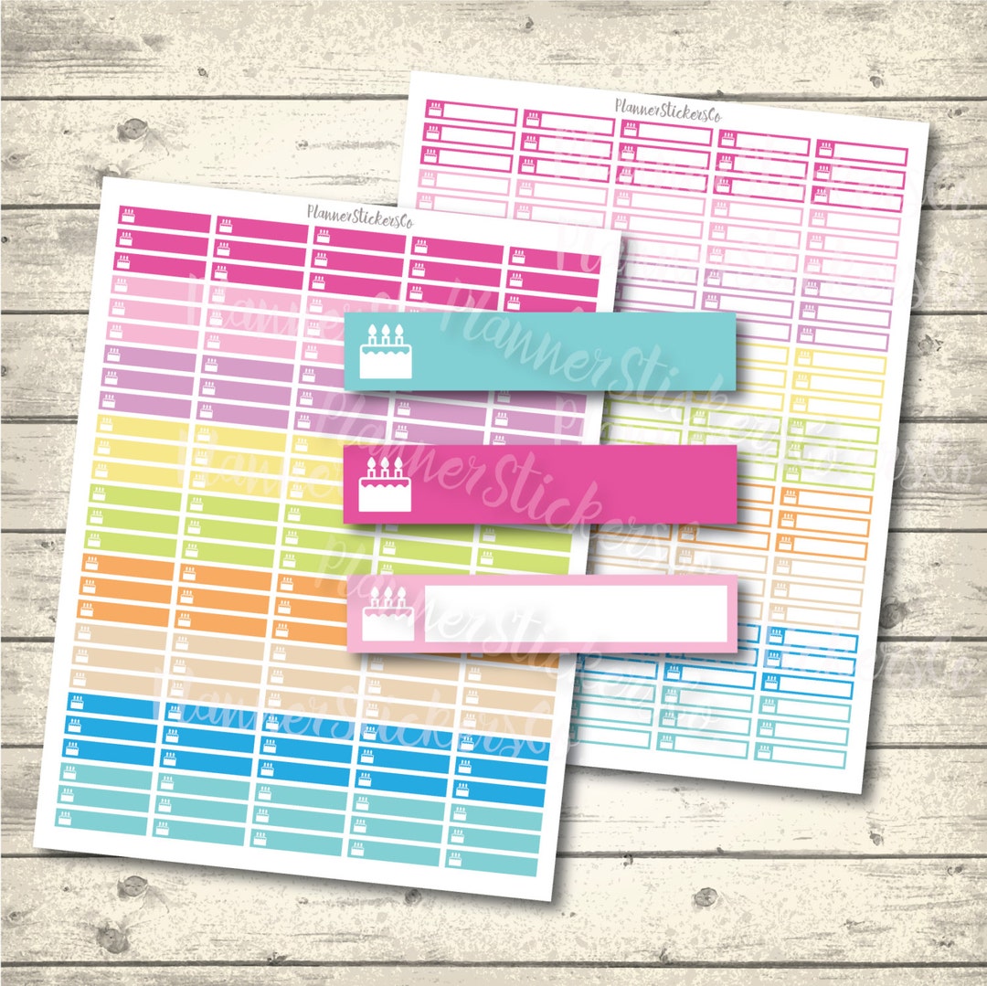 Birthday Cake Label Box Set Printable Erin Condren Planner Stickers ...