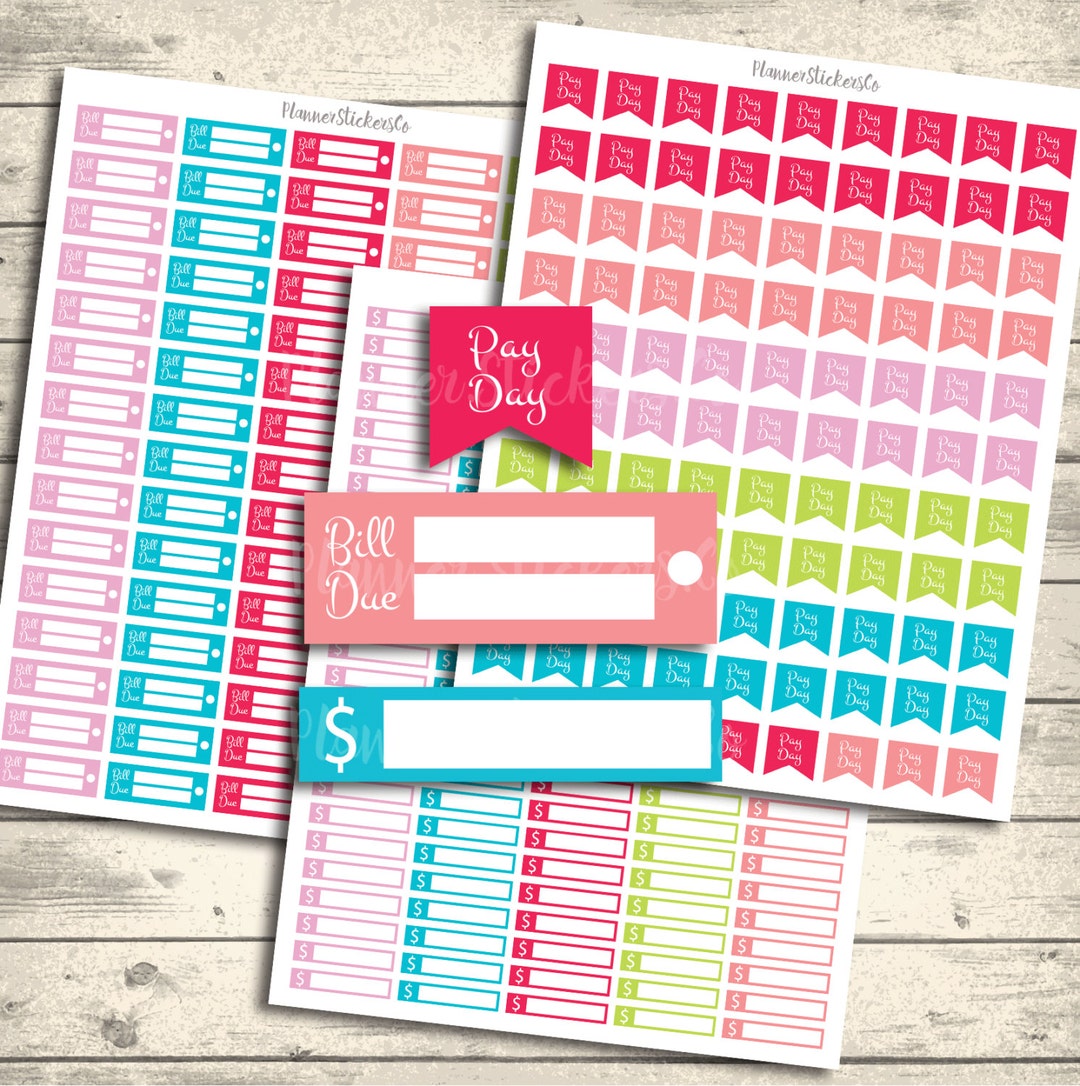 Payday & Bill Due Planner Stickers: Finance Tracker (PDF, JPG, PNG) - Etsy