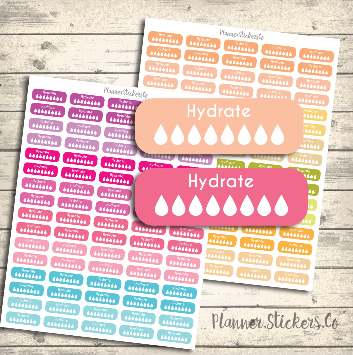 Hydrate Sticker, Habit Tracker ,160 Sticker Set, Erin Condren Hydrate ...
