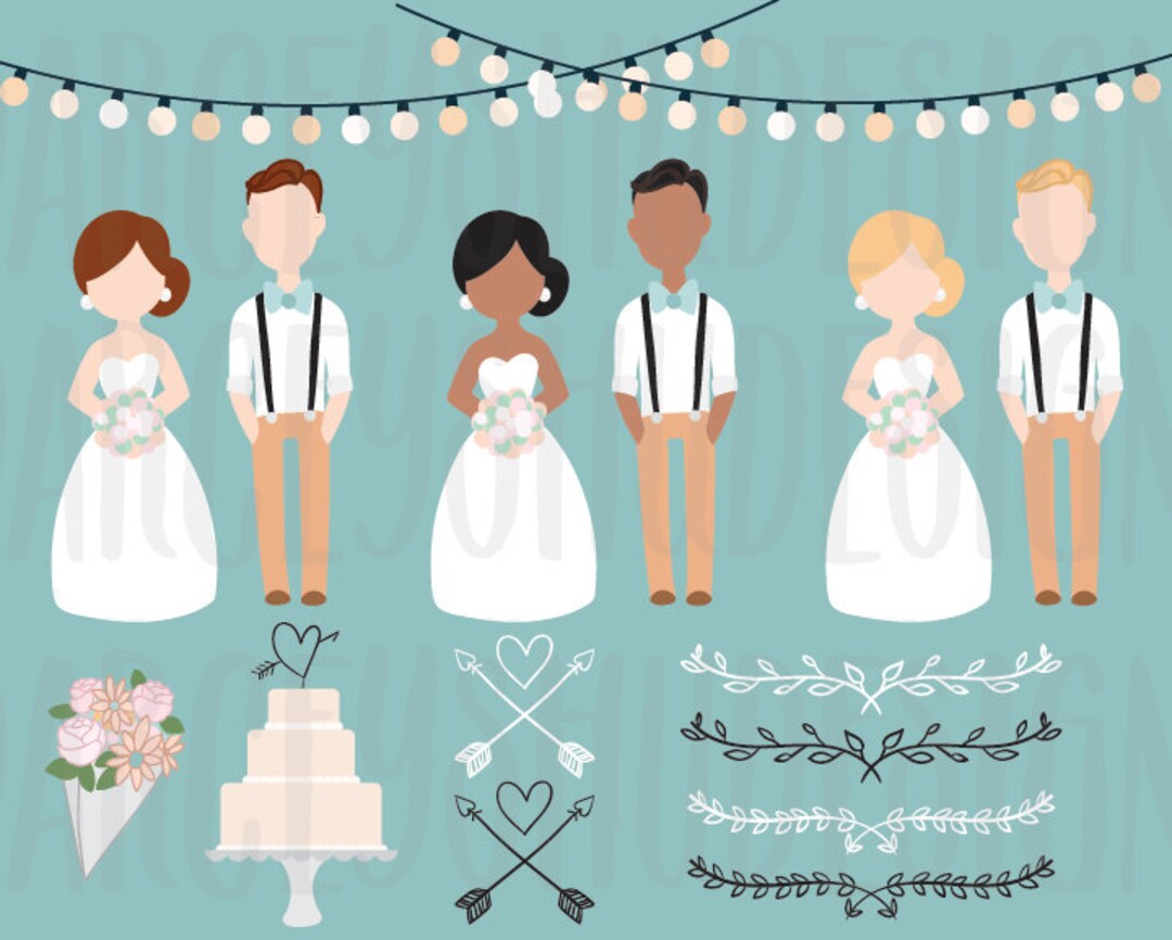 Wedding Clip Art, Bride Clipart, Bride and Groom Clip Art, Wedding ...
